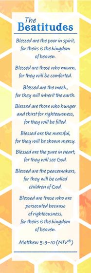 The Beatitudes, Matthew 5:3-10 (NIV ) - Pkg 25 - Bookmark - Warner Press